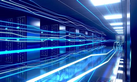 Premium Photo Digital Information Flow Through Data Center With Many Computer Racks