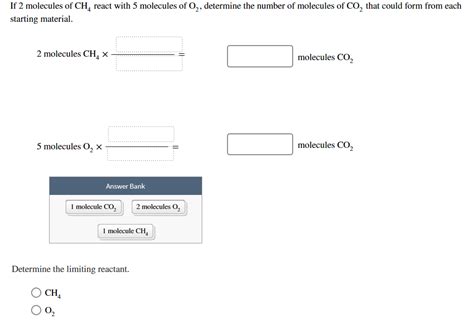 solved if 2 molecules of ch react with 5 molecules of o