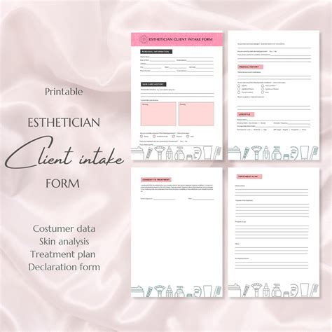Esthetician Client Intake Form Template Costumer Data Skin Analysis