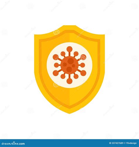 Immune System Protecting From Virus Cells With Shield Icon Stock