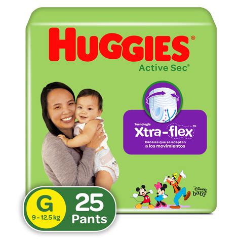 Pañal Huggies Active Sec Pants Xtra Flex Xg 4 Paquete X 25 Los