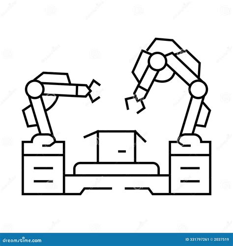 Factory Automation Manufacturing Engineer Line Icon Vector Illustration Stock Vector