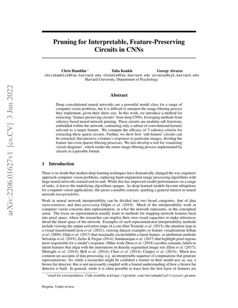PDF Pruning For Interpretable Feature Preserving Circuits In CNNs