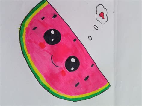 Como Desenhar Melancia Fofa E Bonita Kawaii Desenhos Bonitos Desenhos