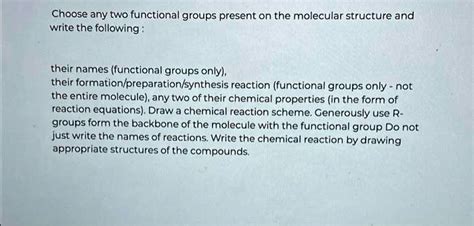 Solved Carbonyl Methane And Cyclobenzene Are The Functional Groups Choose Any Two Functional