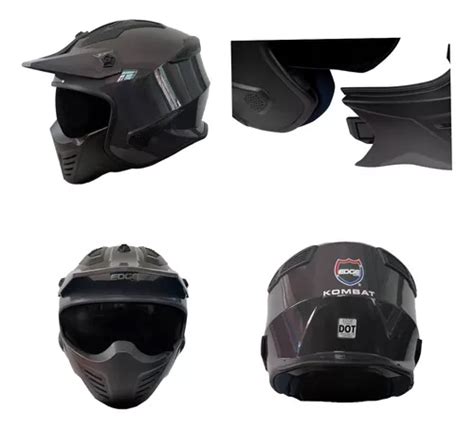 Casco Integral De Moto Edge Kombat Certificado Dot Negro Ktm