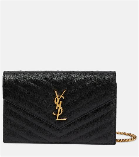 Saint Laurent Cassandre Matelassé Envelope Leather Wallet On Chain