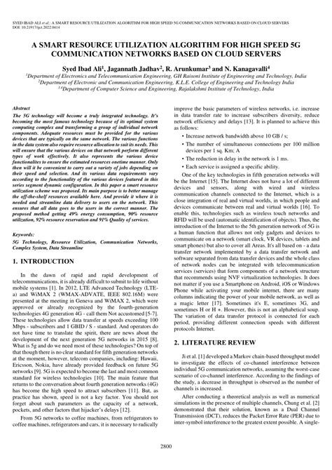 Pdf A Smart Resource Utilization Algorithm For High Speed 5g