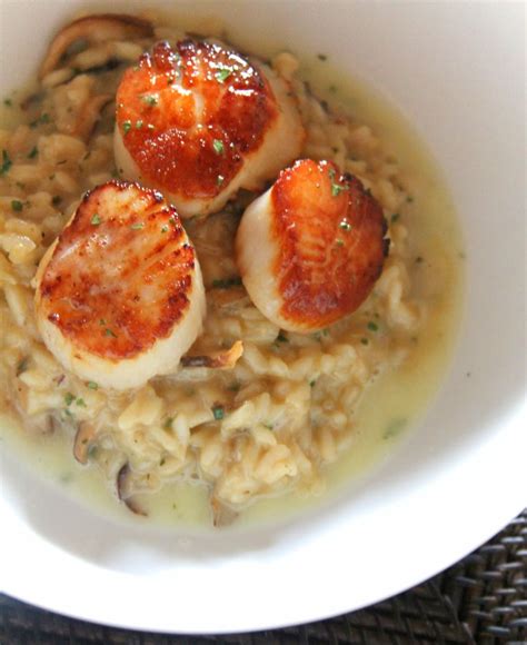 Seared Diver Scallops With Mushroom Risotto