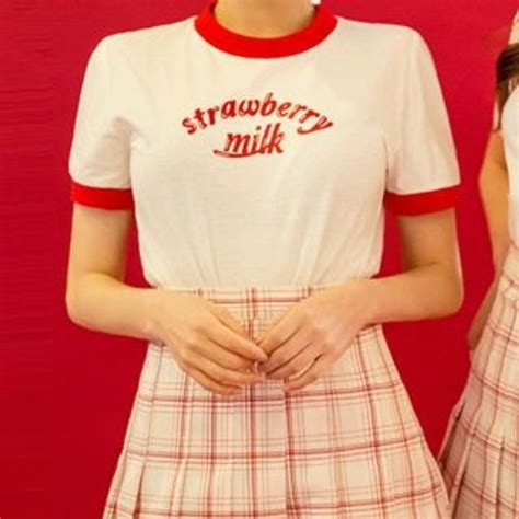 Chuu Strawberry Milk Print Ringer T Shirt Yesstyle