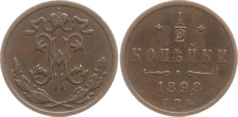 Russland 1 2 Kopeke 1898 Nikolaus II 1894 1917 St Petersburg Sehr schön MA Shops
