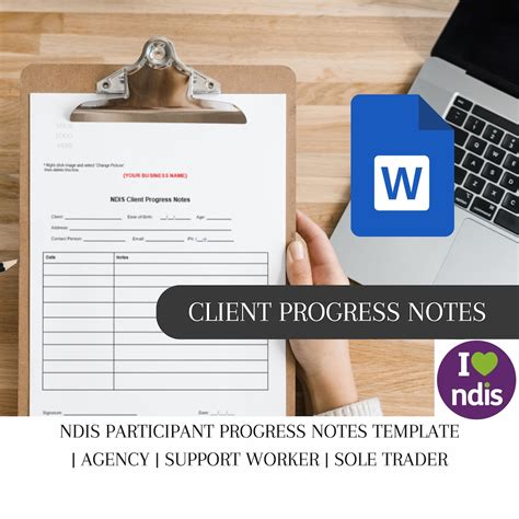 Ndis Client Progress Notes Form Word Participant Template Onboarding