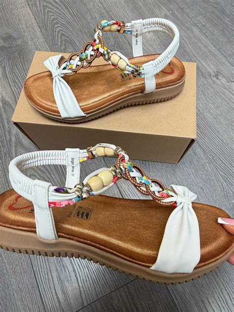 Heavenly Feet Ladies White Sandals Bright Mcgowans Footwear