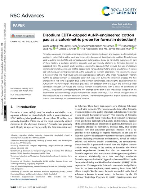 Pdf Disodium Edta Capped Aunp Engineered Cotton Pad As A Colorimetric
