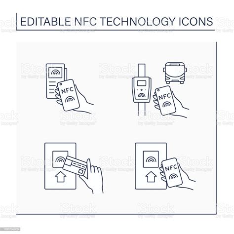 Nfc 기술 라인 아이콘 세트 가까운에 대한 스톡 벡터 아트 및 기타 이미지 가까운 가까이 옴 개념 Istock