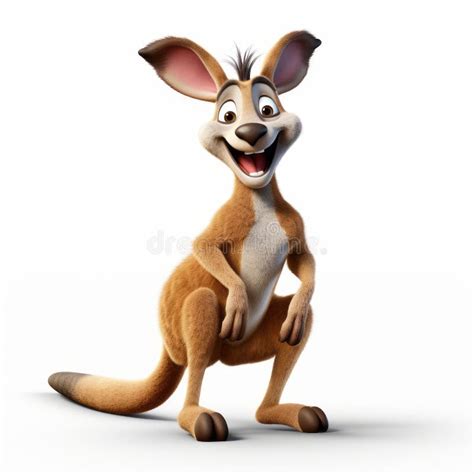 Smiling Cartoon Kangaroo Sitting On A Dappled Background Stock