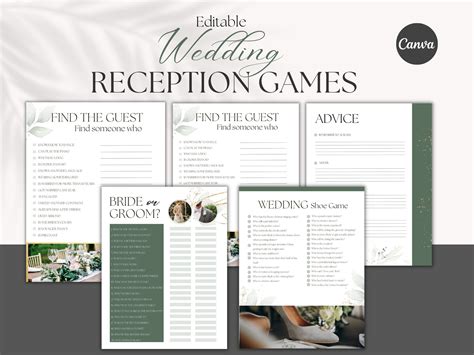 5 Wedding Reception Games Printable Wedding Reception Game Etsy