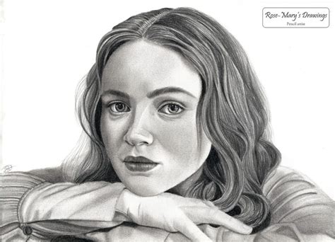 Sadie Sink Portrait Drawing In Graphite Portrait Drawing Girl