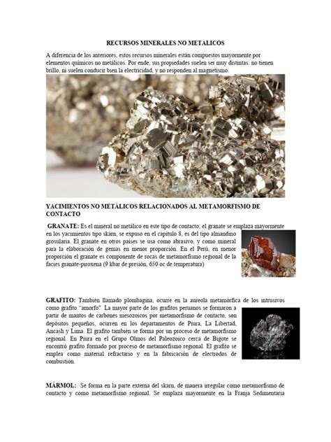 Recursos Minerales No Metalicos Pdf Grafito Minerales