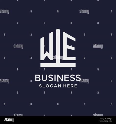 We Initial Monogram Logo Design With Pentagon Shape Style Design Ideas