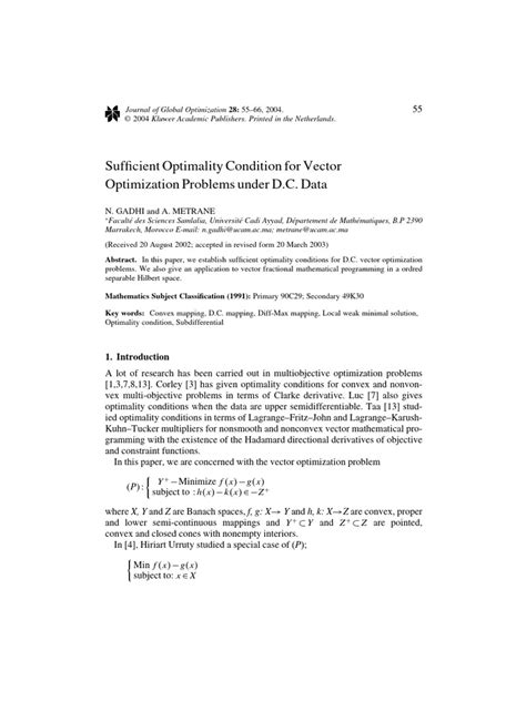 Gadhi2004 Sufficient Optimality Condition For Vector Opt Prob Under D