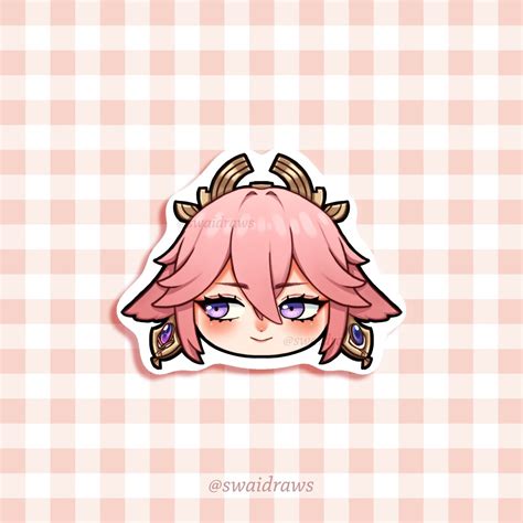 Yae Miko Chibi Matte Vinyl Sticker Genshin Impact Etsy