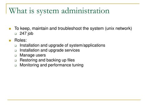 PPT Overview Of Unix System Administration PowerPoint Presentation Free Download ID