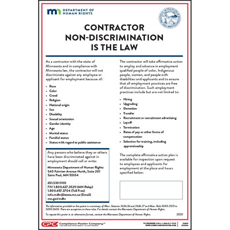 Minnesota Contractor Non Discrimination Poster Cpc