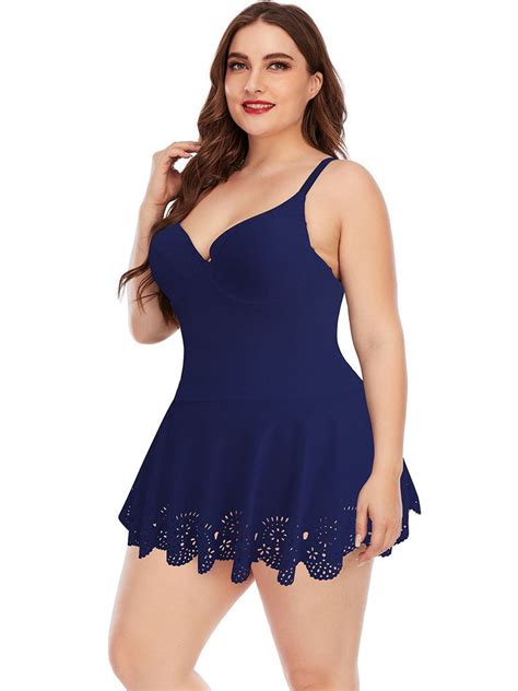 Plus Lace One Piece Swimsuit Skirt Swimsuit