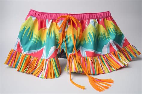 Premium Photo Colorful Bikini Combination With Palm Print And Fringe Trim Created With