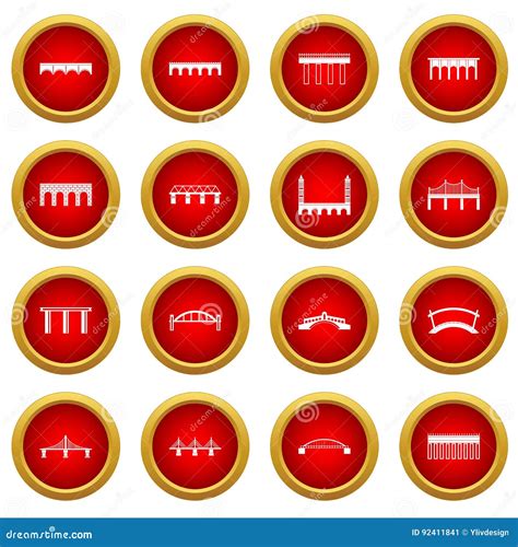 Sistema Rojo Del Círculo Del Icono Determinado Del Puente Ilustración