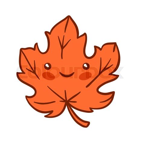 Maple Leaf Kawaii Character Autumn Vnatural Tree Foliage I Colourbox