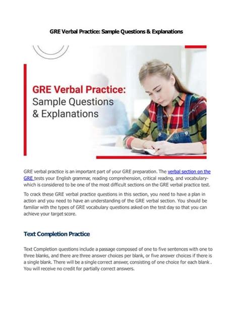 Gre Verbal Practice Sample Questions And Answers Pptx Standardized Testing Educational