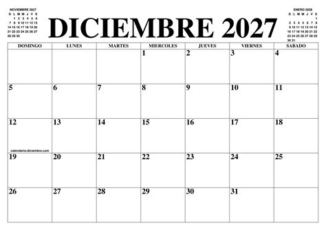 Calendario Diciembre 2027 El Calendario Diciembre Para Imprimir