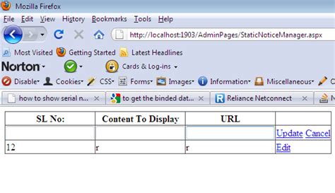 C Need To Make A Specific Column Editable Upon Clicking Edit Stack