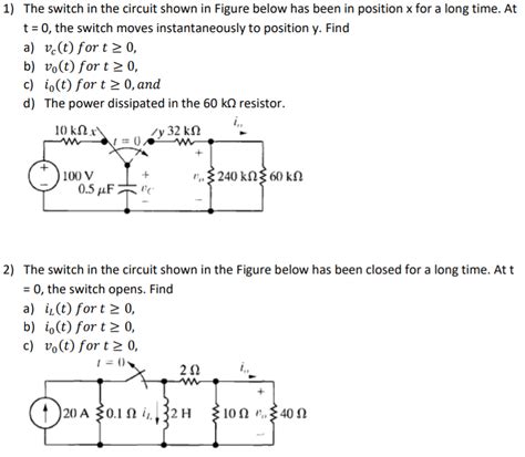 solved 1 the switch in the circuit shown in figure below