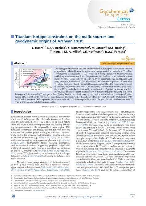 pdf titanium isotope constraints on the mafic sources and geodynamic