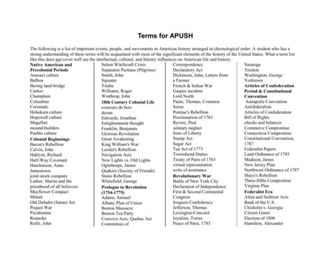 Apush Terms To Know