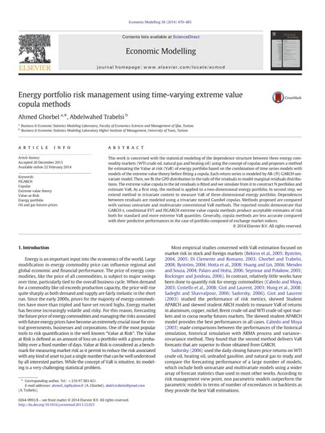Pdf Energy Portfolio Risk Management Using Time Varying Extreme Value