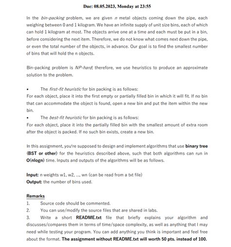 Data Structuresin The Bin Packing Problem We Are