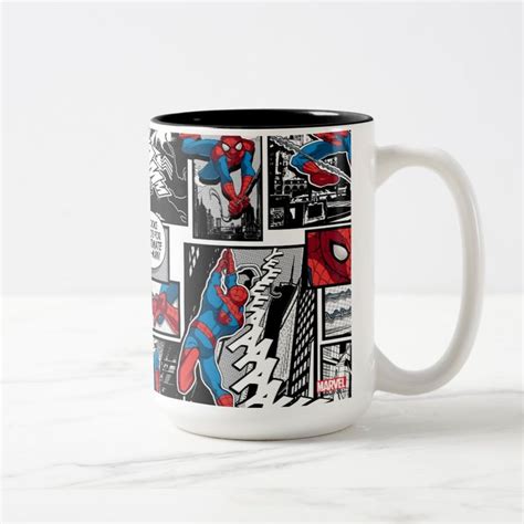 Spider Man Comic Panel Pattern Two Tone Coffee Mug Mugs Comic Panels