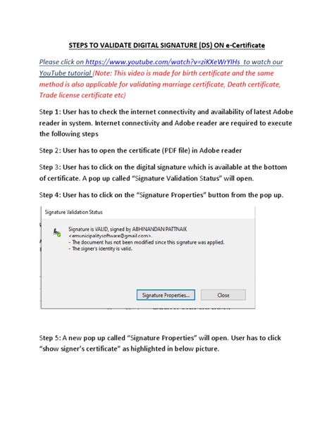 Steps To Validate Digital Signature Pdf