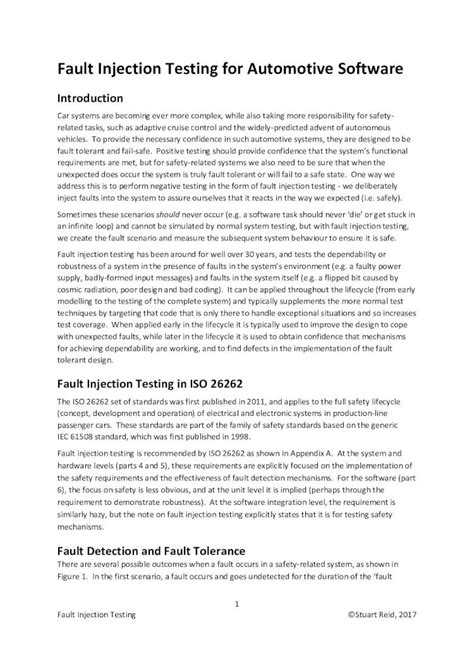 pdf fault injection testing for automotive software · 1 fault