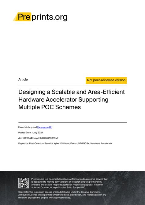 Pdf Designing A Scalable And Area Efficient Hardware Accelerator Supporting Multiple Pqc Schemes