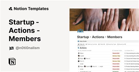 Startup Actions Members Template By N0ti0nalism N0ti0nalize Your Business Notion Marketplace