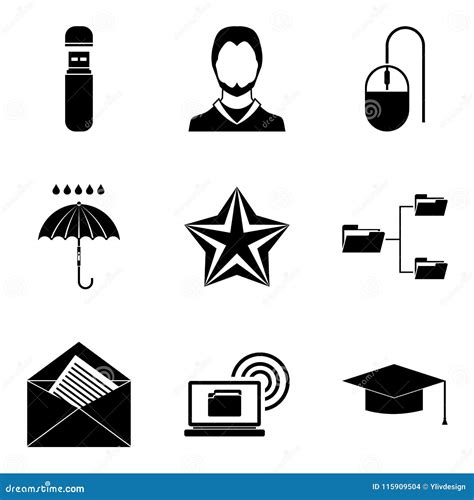Scrivener Icons Set Simple Style Stock Vector Illustration Of Person