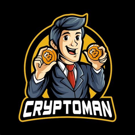 Personnage De Mascotte D homme De Crypto monnaie Pour Le Modèle De Conception De Logo D