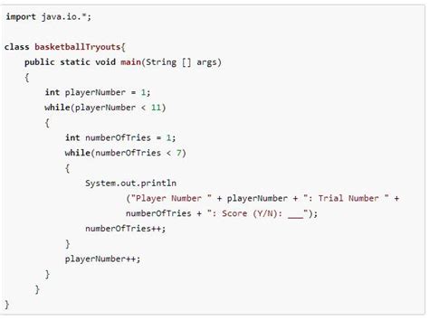 Nested While Loops In Java