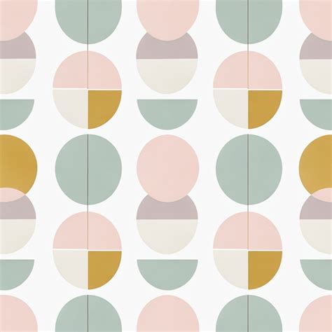 Blue Geometric Circles And Diamonds Minimalist Seamless Pattern