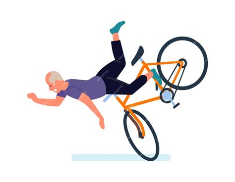 Premium Vector Falling People Old Man Falls Off Bike Dangerous